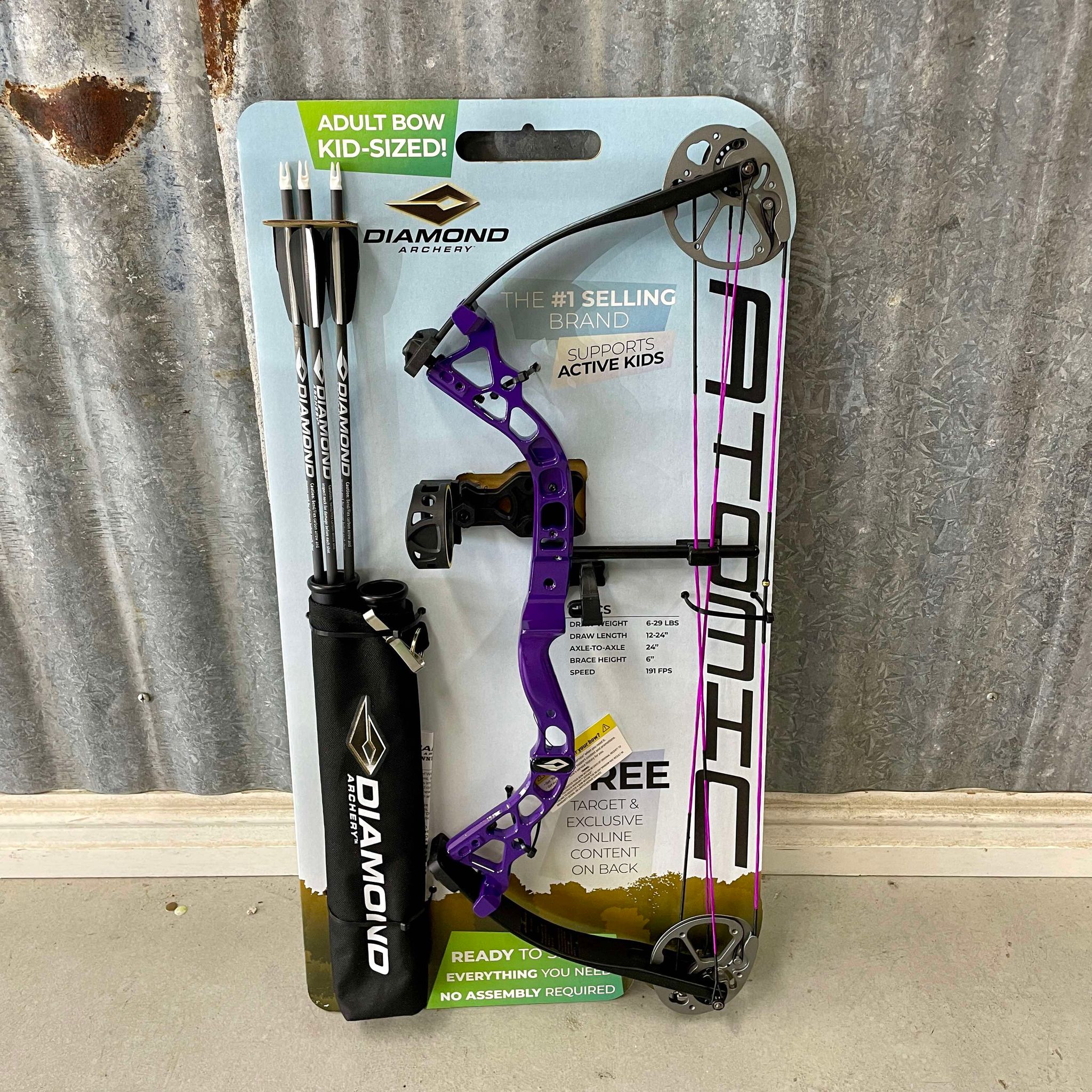 Diamond Atomic Bow Package Purple 12-24 in. 29 lbs. RH – Impact Point ...