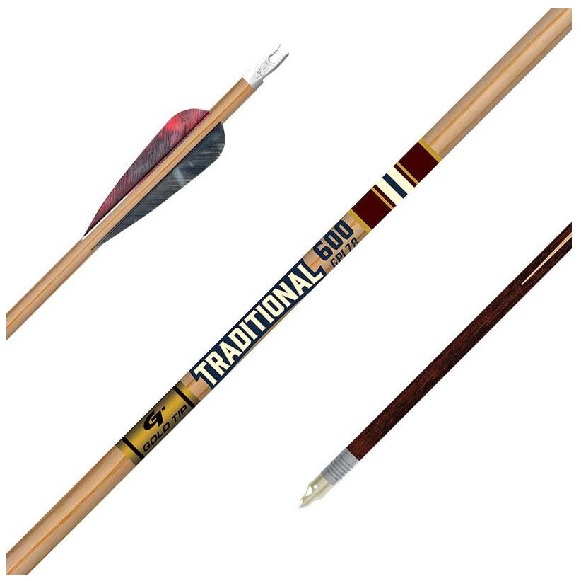 Gold Tip Traditional Classic Hunting Pre Fletched Feathered Arrows ...